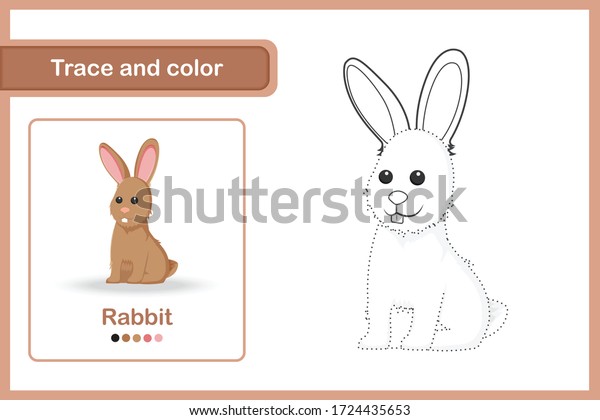 Drawing Worksheet Preschool Kids Trace Colour Stock Vector (Royalty ...