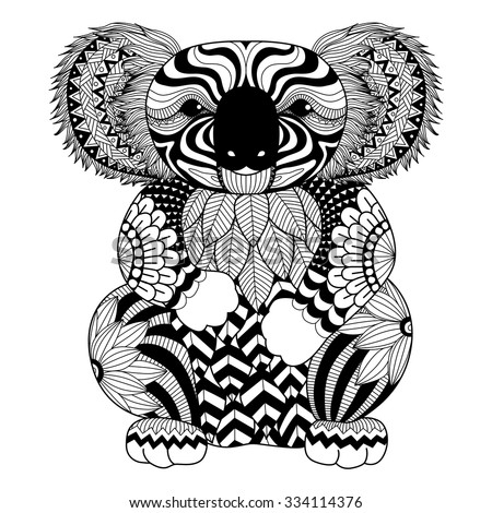 Drawing Zentangle Koala Coloring Page Shirt Stock Vector (Royalty Free ...