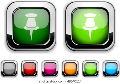 Drawingpin Realistic Buttons Vector Illustration: เวกเตอร์สต็อก (ปลอด ...