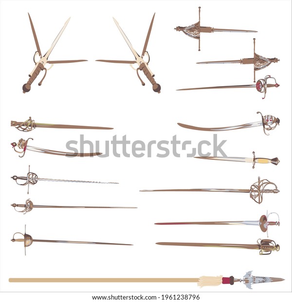 Drawings Ancient Weapons Inspired By Medieval Stock Vector (Royalty ...
