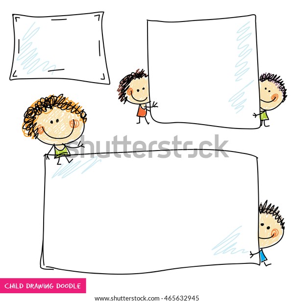 Drawings Children Frame Cartoon Crayon Happy Stock Vector (Royalty Free ...