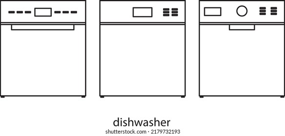 Drawings Dishwashers Black Lines On White Stock Vector (Royalty Free ...