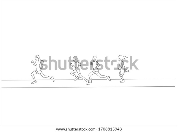Drawings Runners Running On Track White Stock Vector (Royalty Free ...