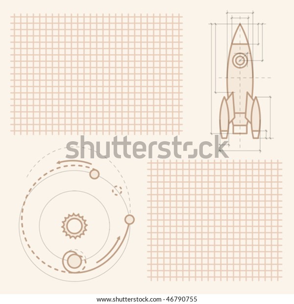 Drawings Spaceship Flight Path On Paper 스톡 벡터(로열티 프리) 46790755 ...