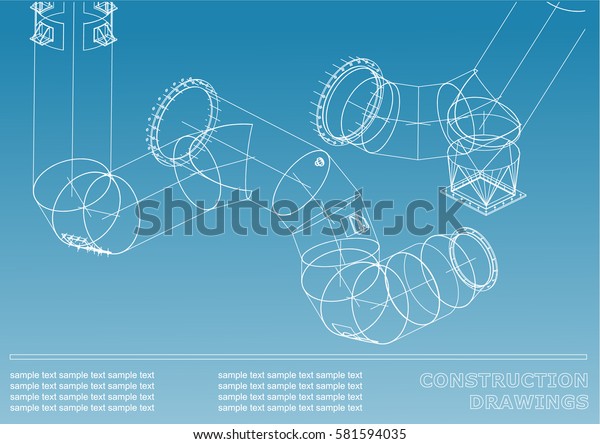 Drawings Structures Pipes Pipe 3d Blueprint Stock Vector (Royalty Free ...