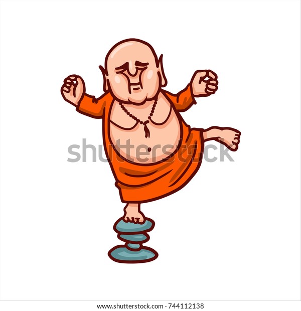 Drawn Cartoon Funny Character Monk Orange Stock Vector (Royalty Free ...