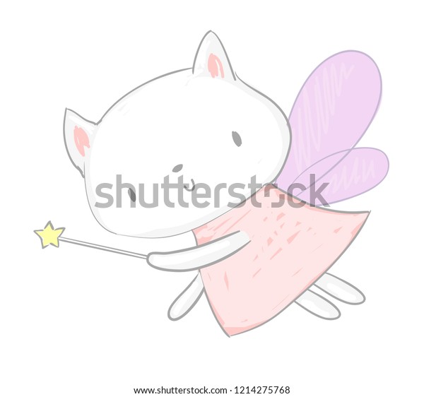 Drawn Cute Cat Fairy Magic Vector 스톡 벡터(로열티 프리) 1214275768 | Shutterstock