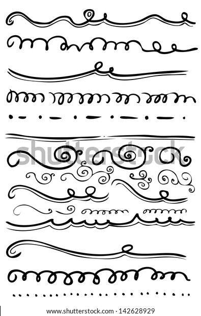 Drawn Hand Line Frame Border Draw Stock Vector (Royalty Free) 142628929
