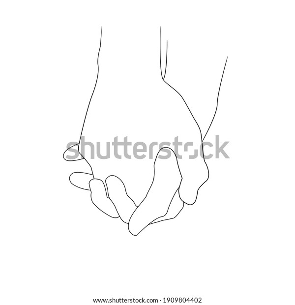 Drawn Line Holding Hands Modern Style Stock Vector (Royalty Free ...