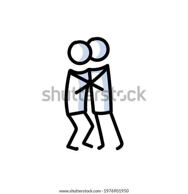 Drawn Stick Figure 2 Friends Hugging Stock Vector (Royalty Free ...