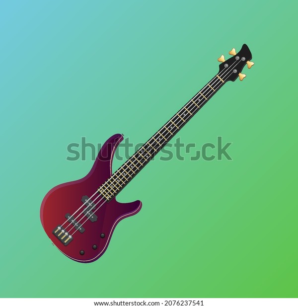 Drawn Vector Bass Guitar Cartoon Style Stock Vector (Royalty Free ...