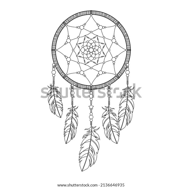 Dream Catcher Line Art Illustration Stock Vector (Royalty Free ...
