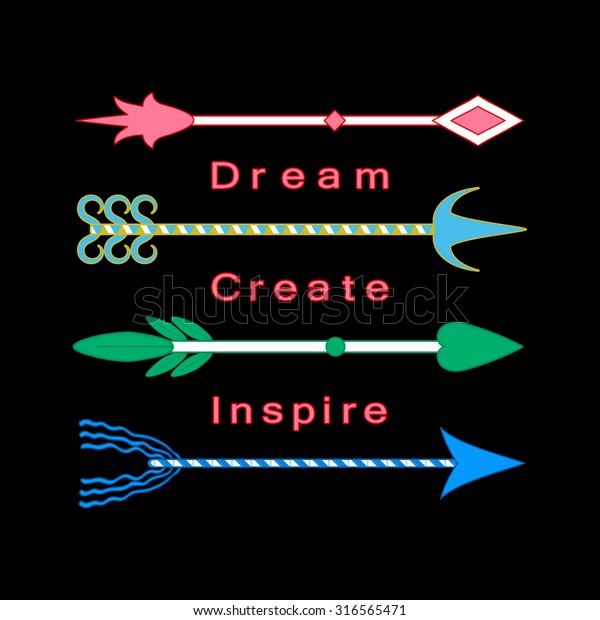 Dream Create Inspire Concept Inspiration Quote Stock Vector (Royalty ...