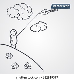 Dream Stick Figure Kite Clouds Stock Vector (Royalty Free) 612919397 ...
