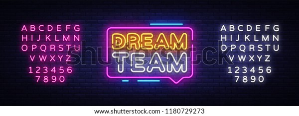 Dream Team Neon Text Vector Dream Stock Vector (Royalty Free) 1180729273