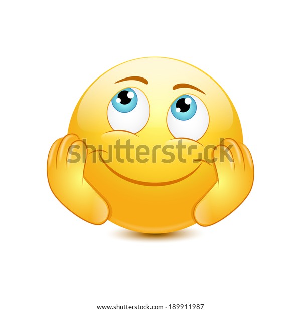 Dreamy Emoticon On White Background Stock Vector (Royalty Free ...