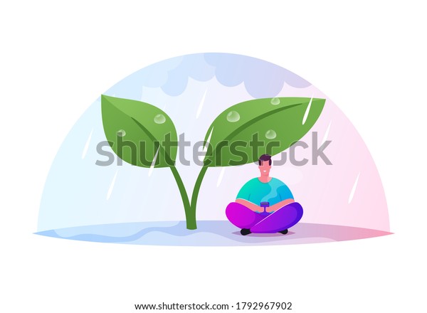 Drenched Tiny Male Character Holding Cup Stock Vector (Royalty Free ...