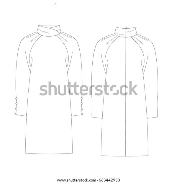 Dress Technical Drawing Sketch Vector Illustration Stock Vector ...