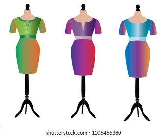 Dresses On Stands Dummies Stock Vector (Royalty Free) 1106466380 ...
