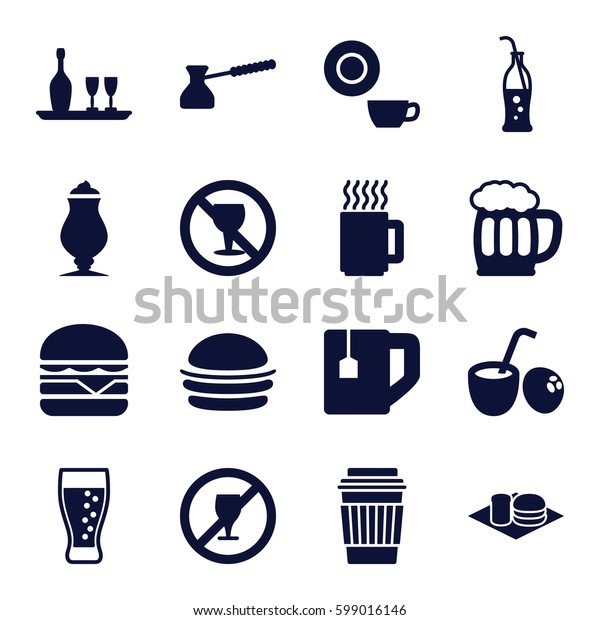 Drink Icons Set Set 16 Drink Stock Vector (Royalty Free) 599016146