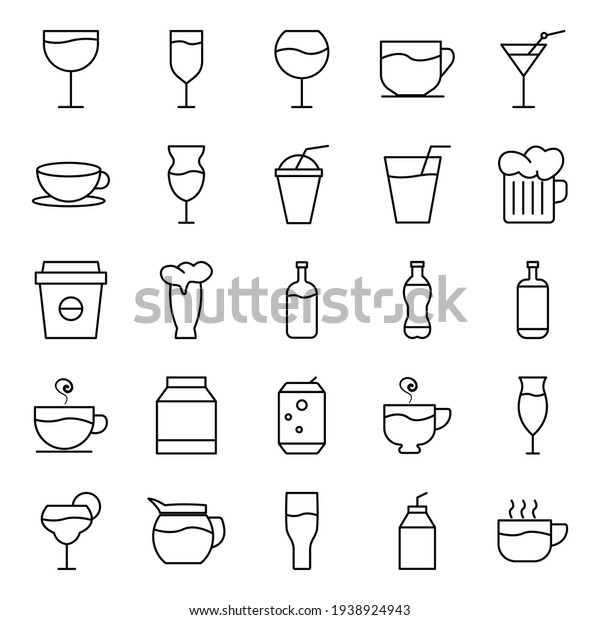 Drink Line Icon Set On White Stock Vector (Royalty Free) 1938924943 ...