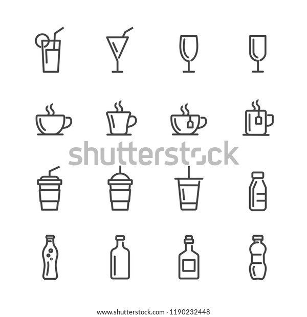 Drink Lines Icon Set Stock Vector (Royalty Free) 1190232448 | Shutterstock