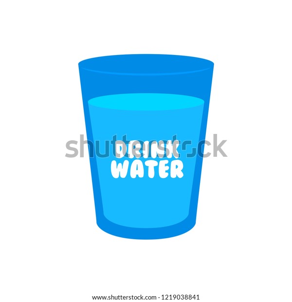 Drink Water Text Inside Blue Glass Stock Vector (Royalty Free ...