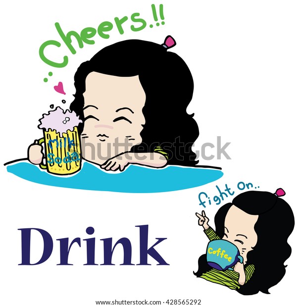 Drinking Girl Cartoon Vector Character Stock Vector (Royalty Free ...