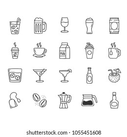 Drinks Doodle Set Hand Drawn Vector Stock Vector (Royalty Free ...