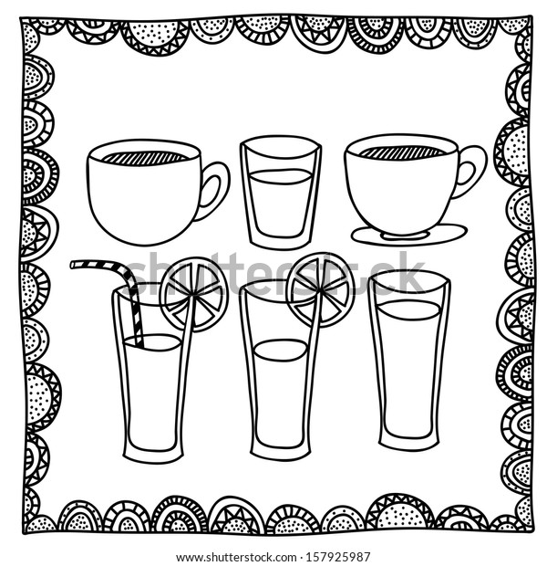 Drinks Drawing Over White Background Vector Stock Vector (Royalty Free ...