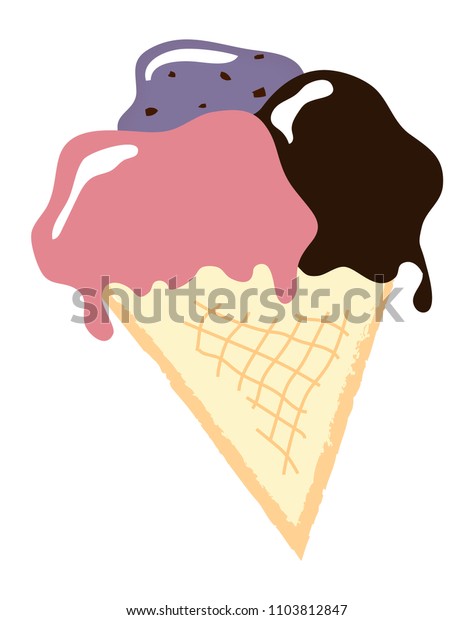 Dripping Ice Cream Cone Stock Vector (Royalty Free) 1103812847 ...