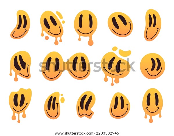 Dripping Melting Smile Faces Crazy Cute Stock Vector (Royalty Free ...