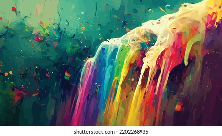 Dripping Rainbow Color Paint Splashes Background Stock Vector (Royalty ...
