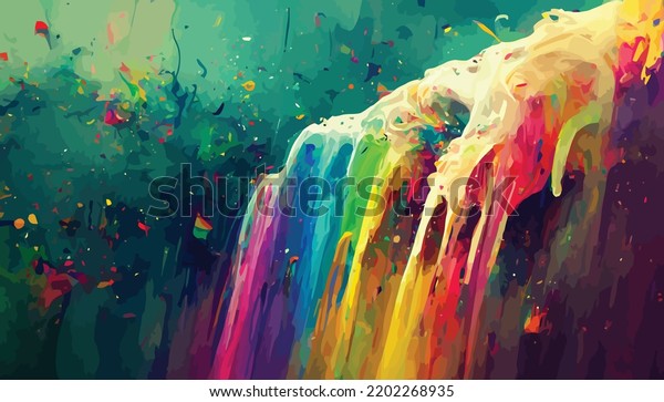 Dripping Rainbow Color Paint Splashes Background Stock Vector (Royalty ...