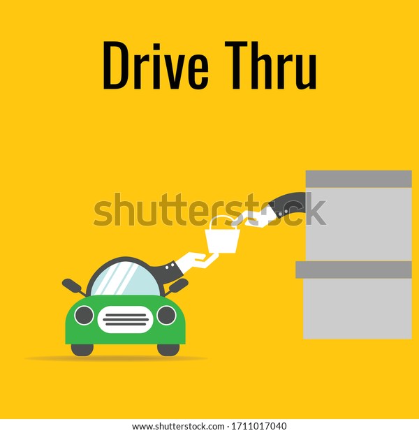 Drive Thru On Yellow Background Stock Vector (Royalty Free) 1711017040 ...