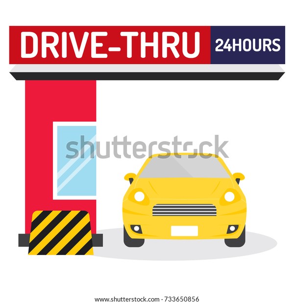 Drive Thru Sign Fast Way Business Stock Vector (Royalty Free) 733650856