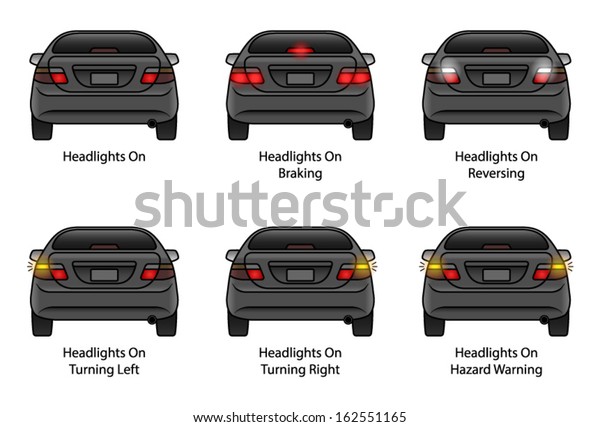 Driver Education Car Rear Indicators Headlights Stock Vector (Royalty ...