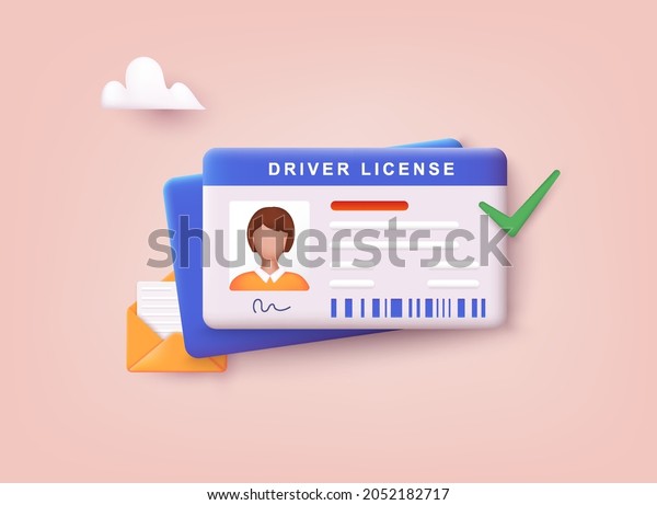 Driver license with photo. Identification or ID card template. 3D Web ...