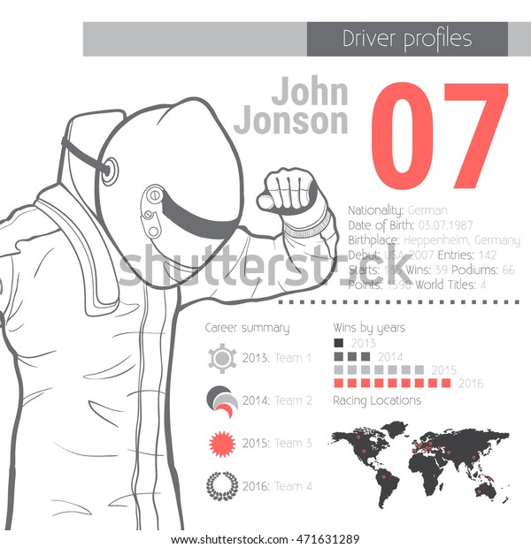 Driver Profiles Racing Infographic Name Racing Stock Vector (Royalty ...