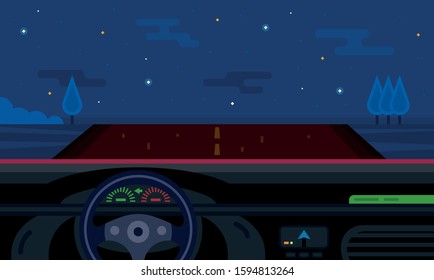 Driving Car Night Car Interior Speed Stock Vector (Royalty Free ...