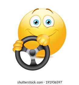 Driving Emoticon Holding Steering Wheel 库存矢量图（免版税）355420841 | Shutterstock