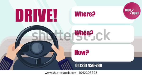 Driving Lessons Hands On Steering Wheel Stock Vector (Royalty Free ...
