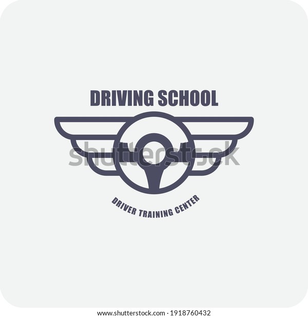 Driving School Emblem Winged Steering Wheel Stock Vector (Royalty Free ...