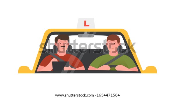 Driving School Illustration Training Car Takes Stock Vector (Royalty ...