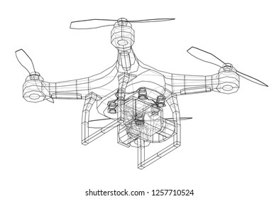 Drone Concept Vector Rendering 3d Wireframe Stock Vector (Royalty Free ...