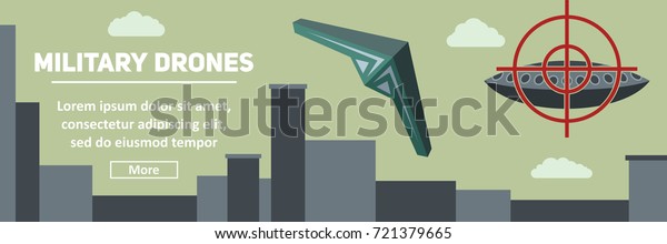 Drone Horizontal Banner Military Drone Vector Stock Vector (Royalty ...