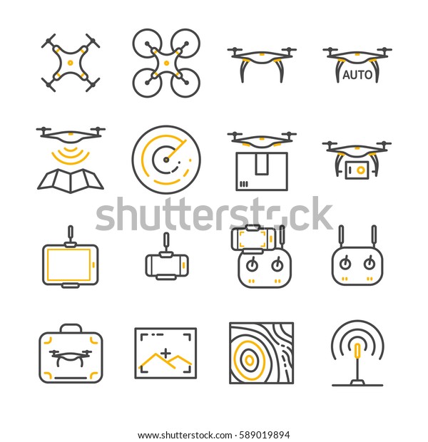 Drone Line Icon Set Included Icons Stock Vector (Royalty Free) 589019894