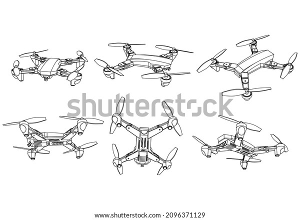Drone Quadcopter Line Shot Drone Vector Stock Vector (Royalty Free ...