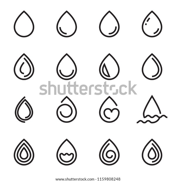 Drop Icons Collection Linear Droplet Symbols Stock Vector (Royalty Free ...