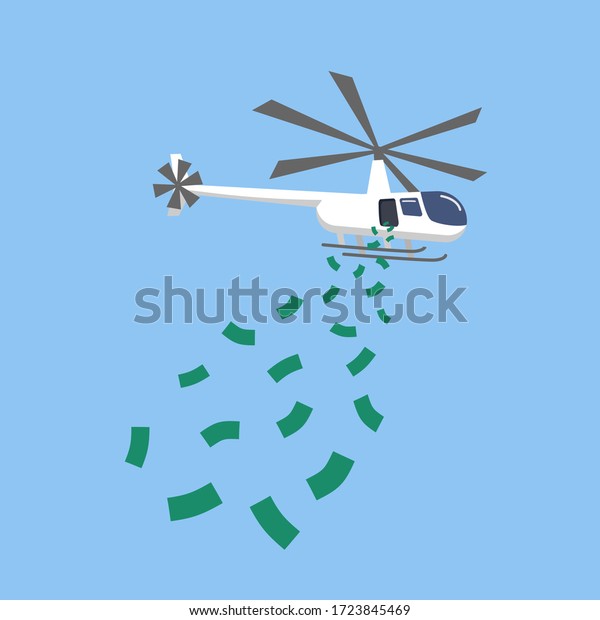 Dropping Money Helicopter Illustrate Effects Monetary Stock Vector ...